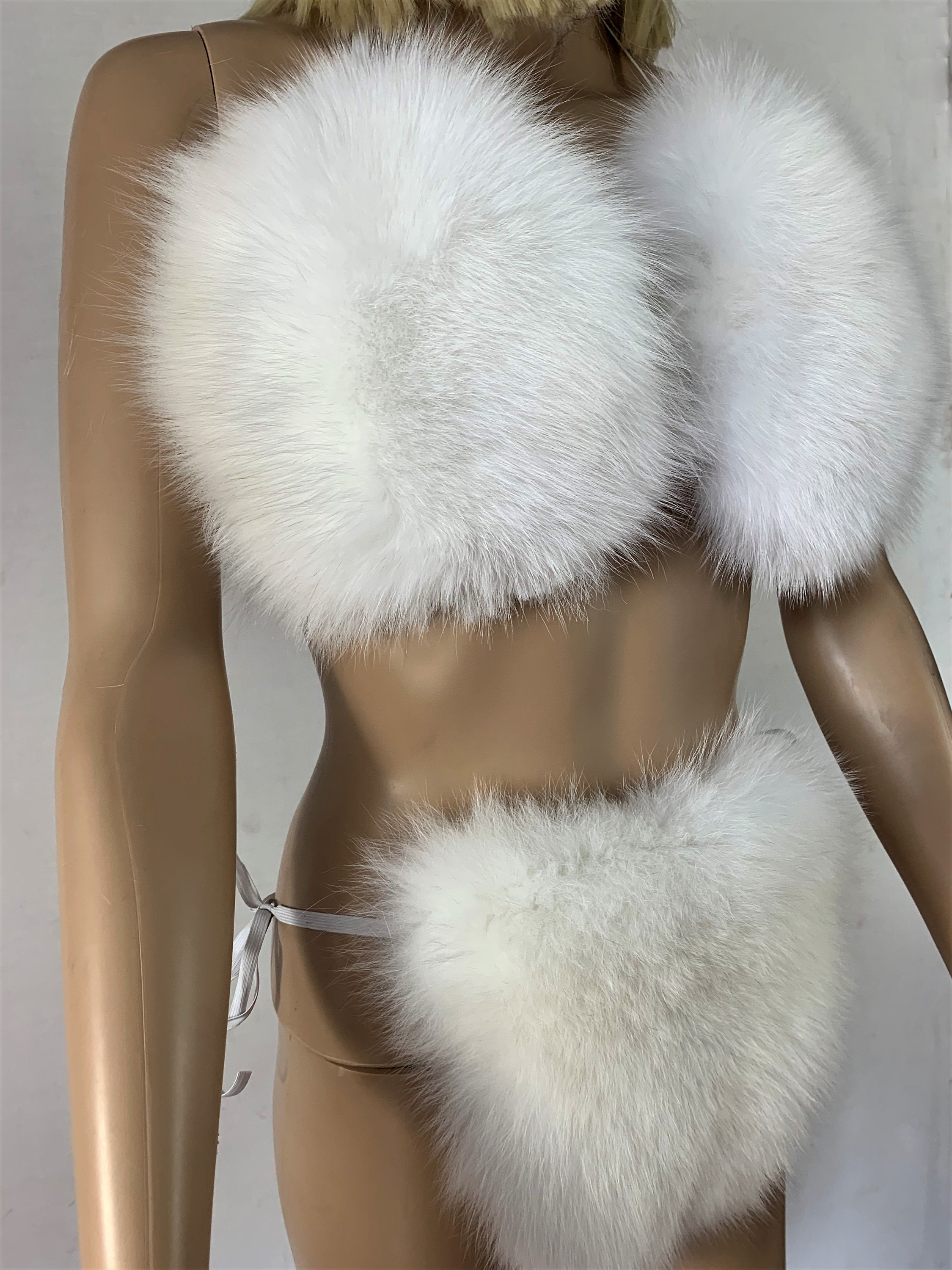 Arctic Fox Fur Bikini Double Sided Fur Two Pieces Bikini Fur Etsy