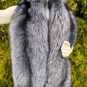 Double Sided Silver Fox Fur Stole 63' 160cm Saga Furs Boa Natural ...