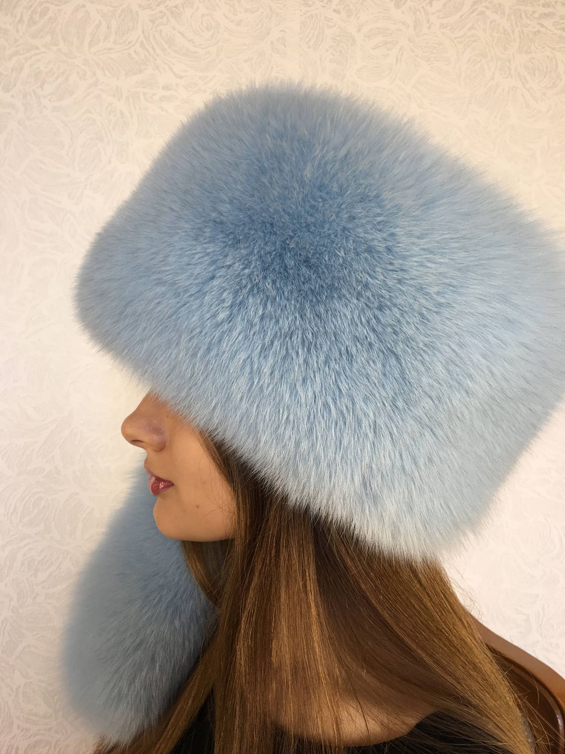Arctic Fox Fur Collar 50' Full Fur Hat Light Blue Fur Set | Etsy