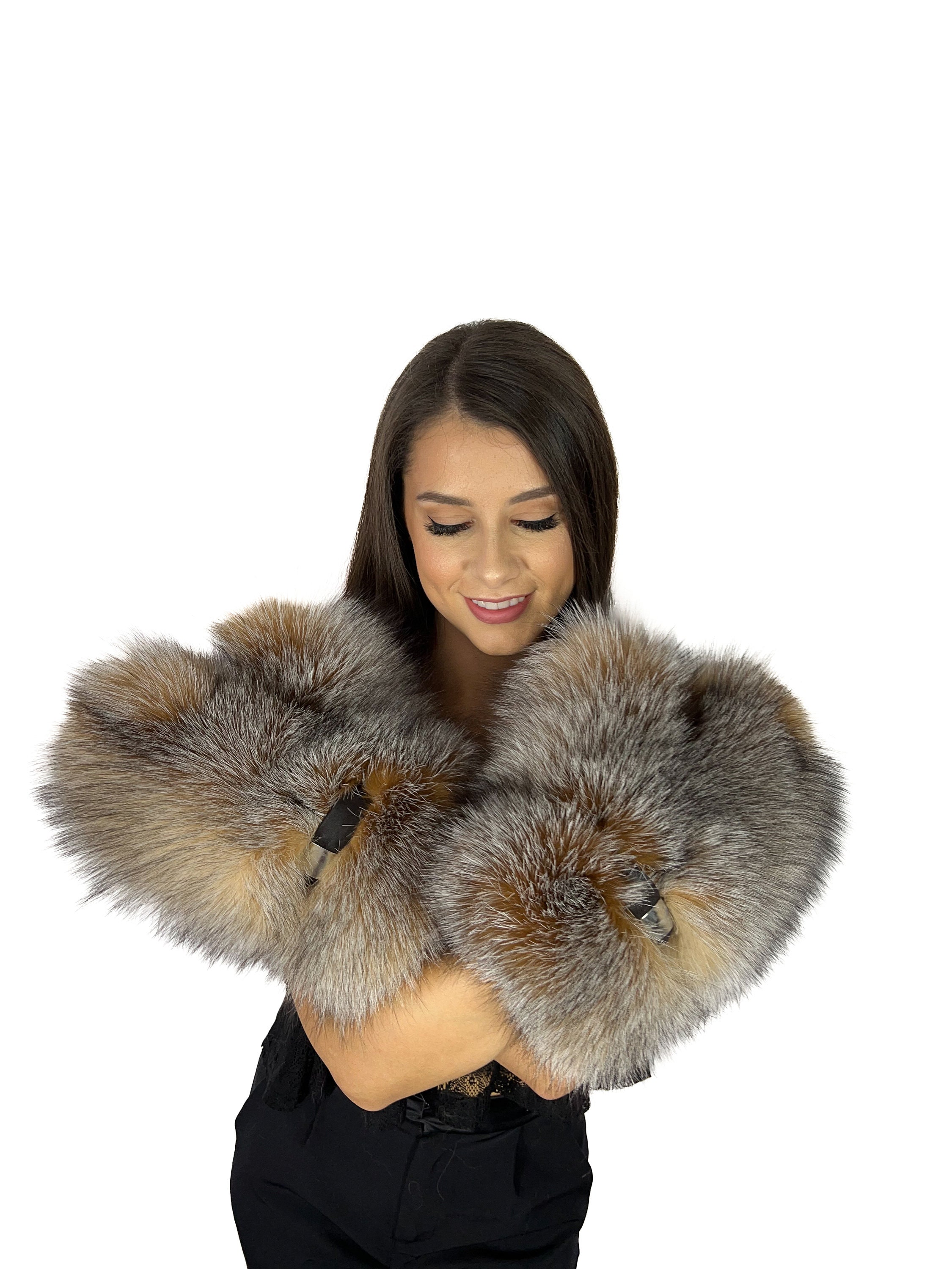 Giant Amber Blue Frost Fox Fur Mittens All Fur Winter Gloves - Etsy UK