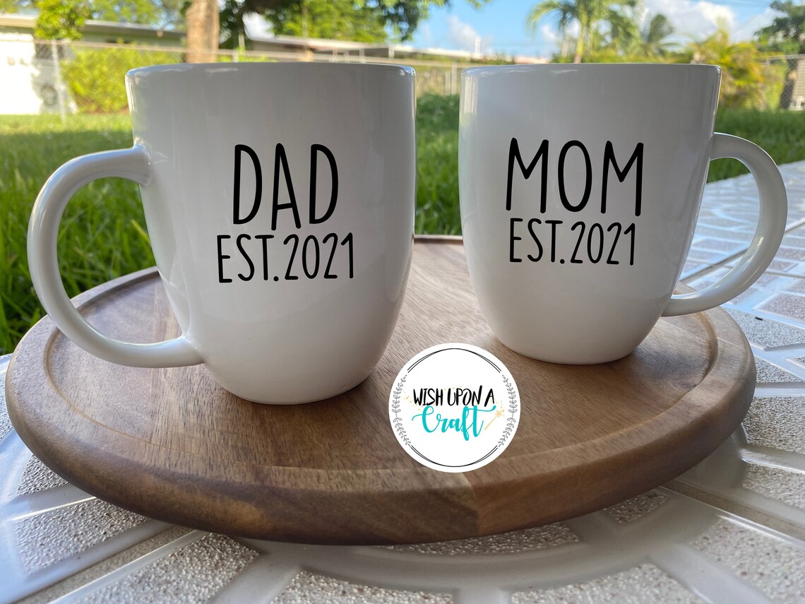 Mom and Dad Porcelain White Coffee Mug // New Parents // Mommy | Etsy