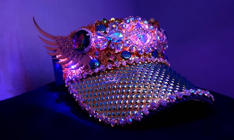 The Dragon Tamer, Crystal Encrusted Visor With Built in Lights - Etsy