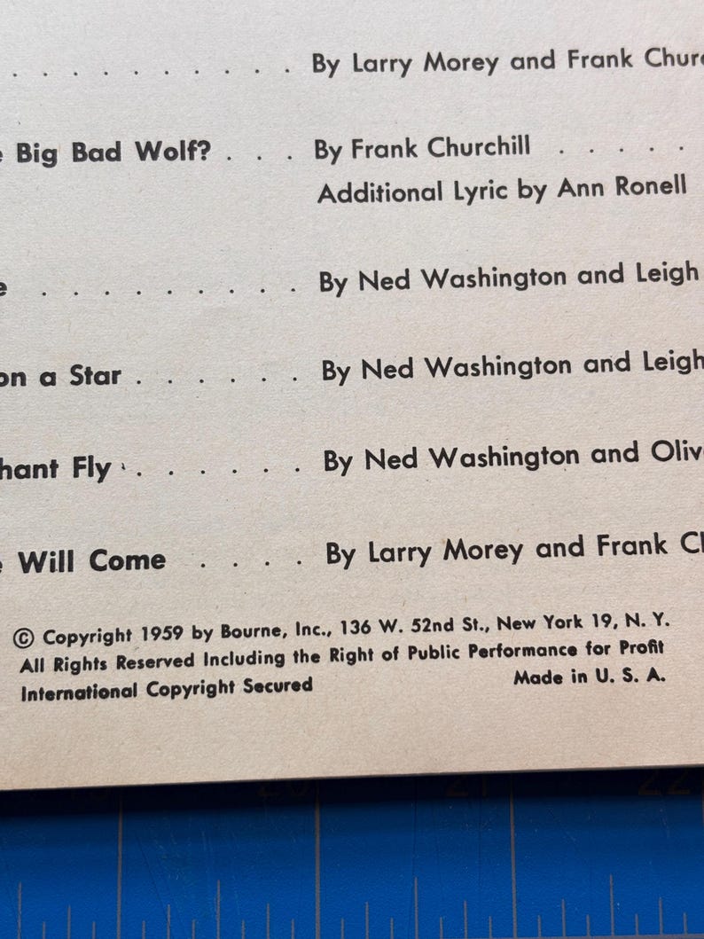 1959 Disney Classic Sheet Music - Etsy