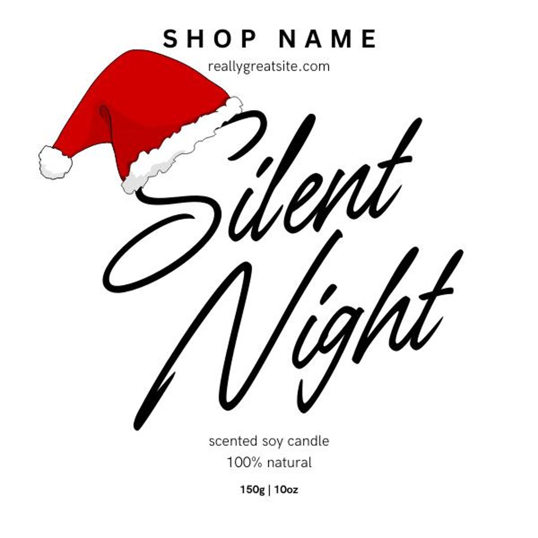 Silent Night Candle Label Template, Christmas Candle Label Template ...