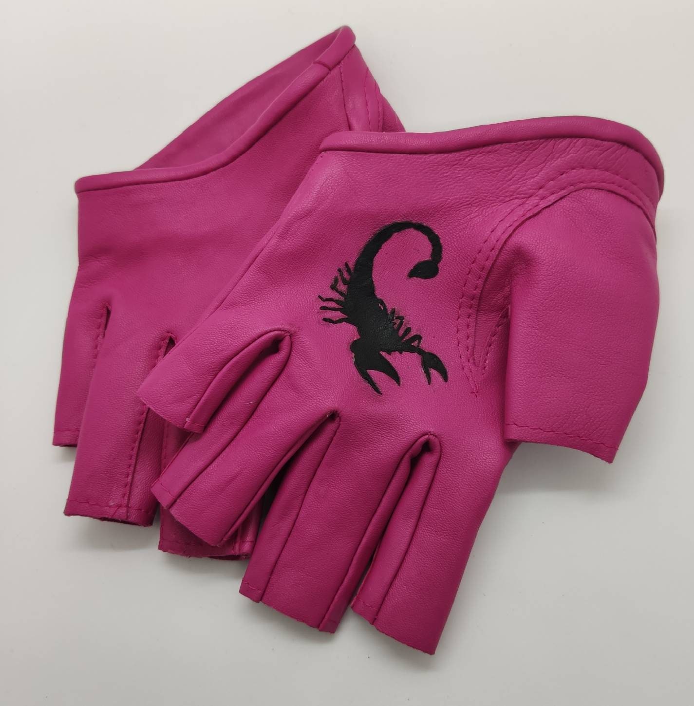 Lambskin Leather Unisex Half Palm Gloves With Your Chosen - Etsy