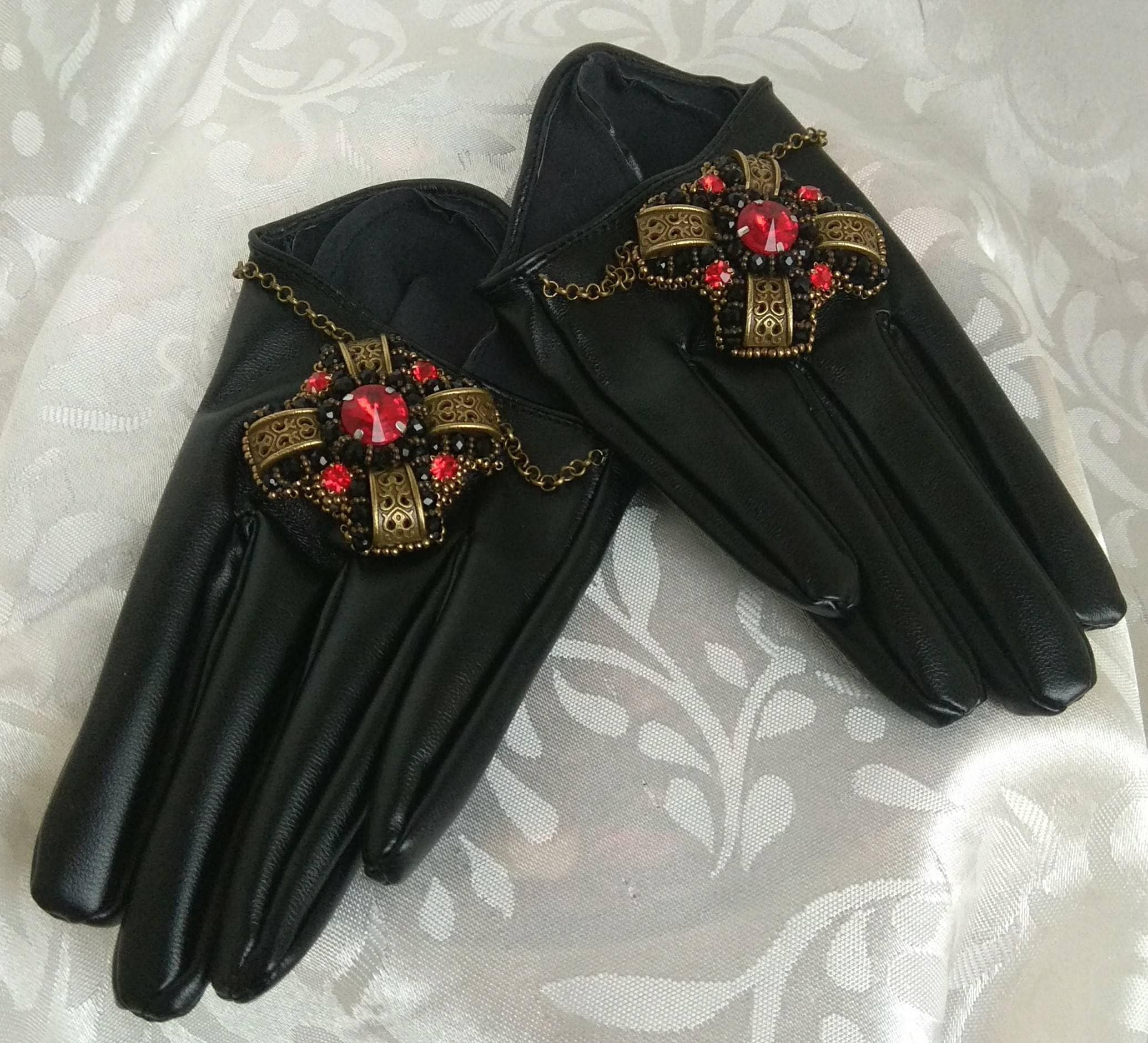 Genuine Leather Glamour Ladies Woman Girl Gloves With Beaded | Etsy