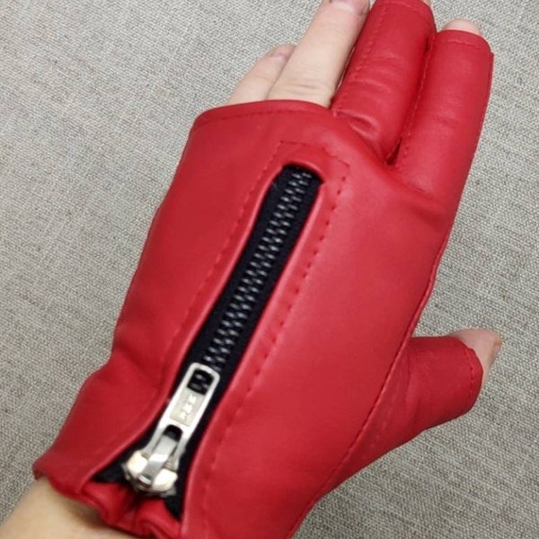 Red Leather Gloves - Etsy