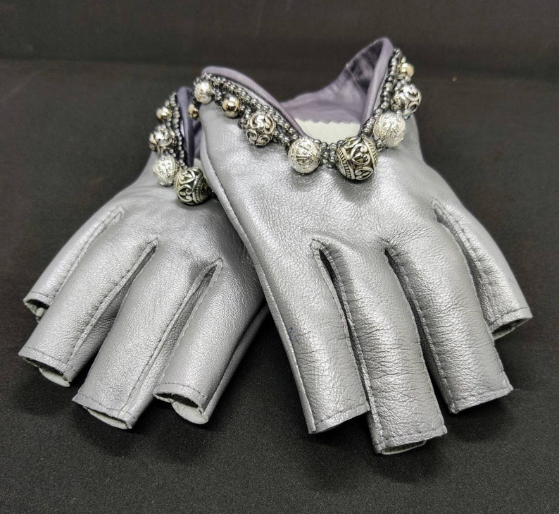 Silver Grey Metallic Colour Genuine Leather Gloves With - Etsy