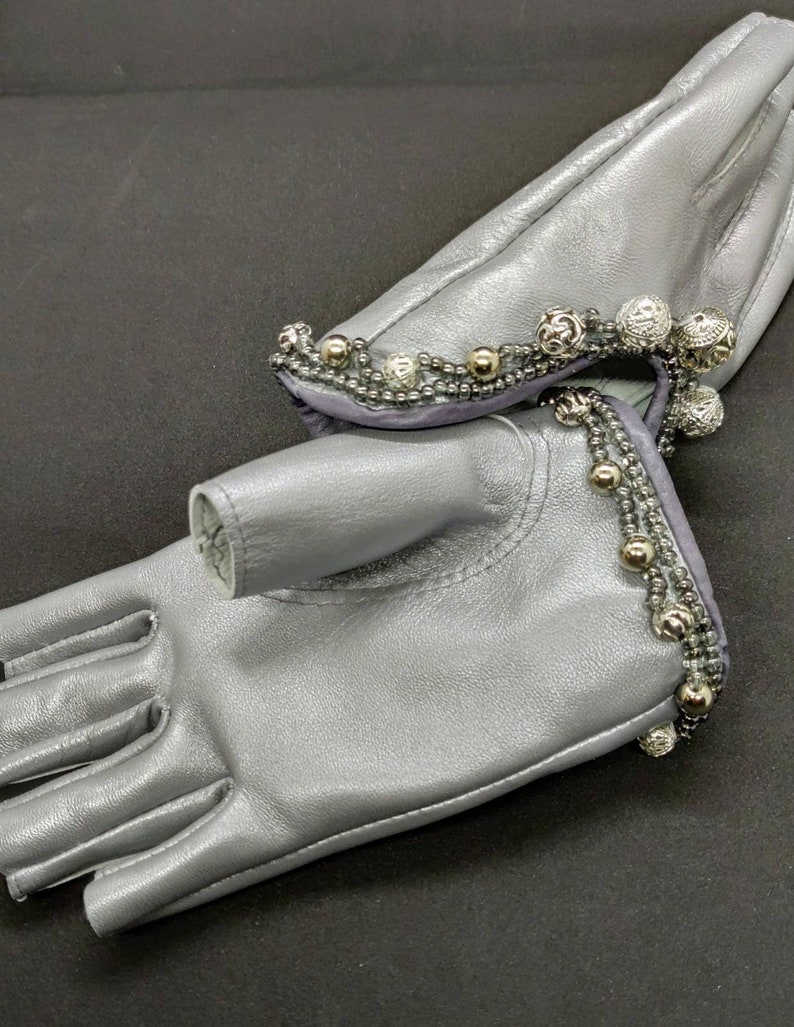 Silver Grey Metallic Colour Genuine Leather Gloves With - Etsy