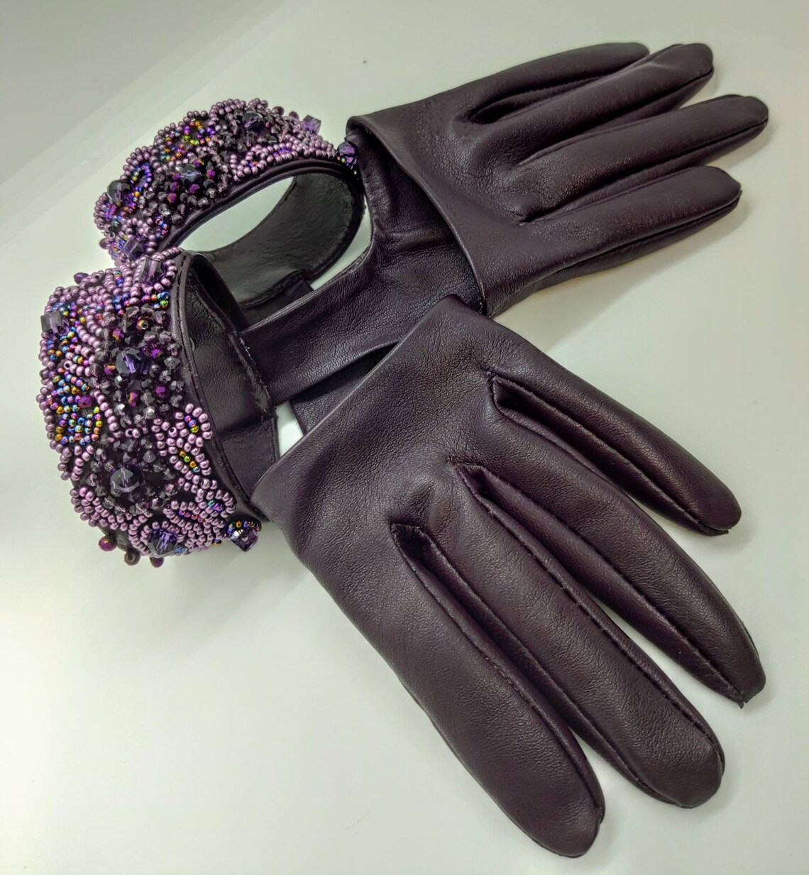 Women's Leather Purple Driving Gloves/ Spring Summer - Etsy