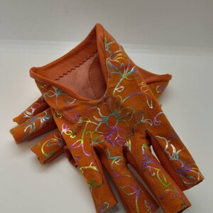 Orange Leather Fingerless Gloves Women's Short Style - Etsy
