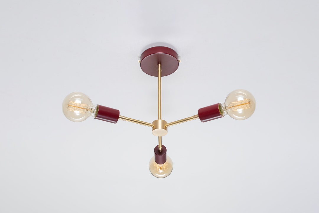 Lars Ceiling Lamp | Burgundy | Mid Sentry | Raw Brass | Black | Retro ...