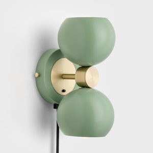 Mia Mid Century Modern Plug-in Wall Sconce Olive Green With Shades ...
