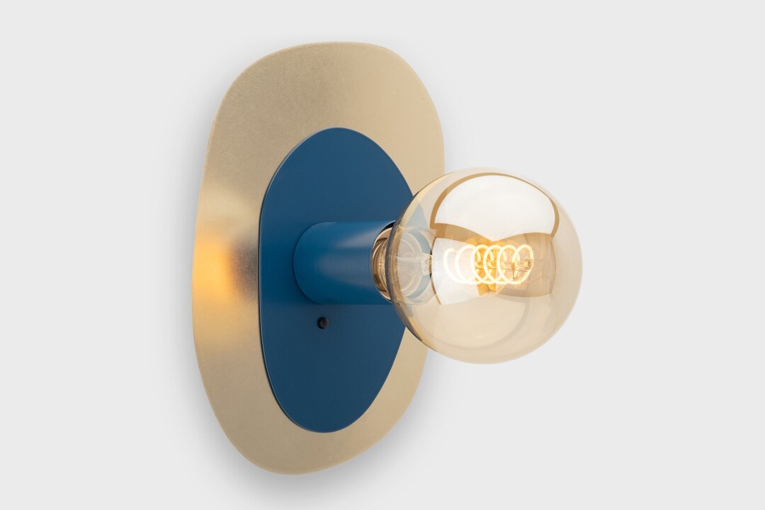 Thea Wall Sconce Navy Blue On/off Switch Mid Century Modern Bedside ...