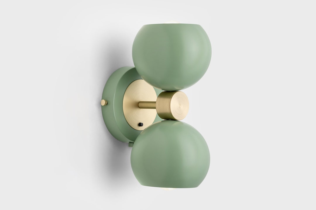 Mia Mid Century Modern Wall Sconce Olive Green With Shades Flush Mount ...