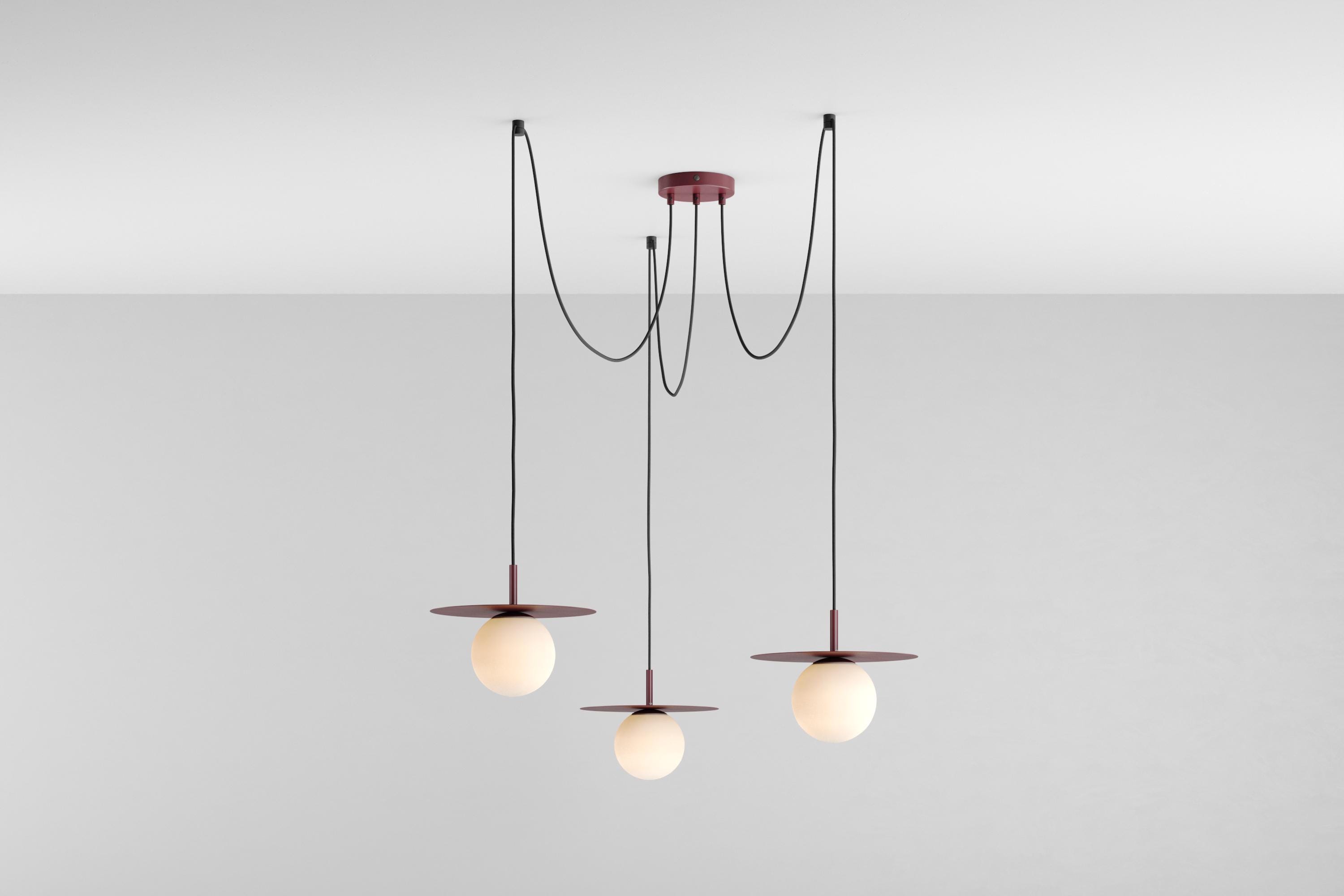 Zoe 3-port Ceiling Pendant Hanging Light Burgundy Red Kitchen Island ...