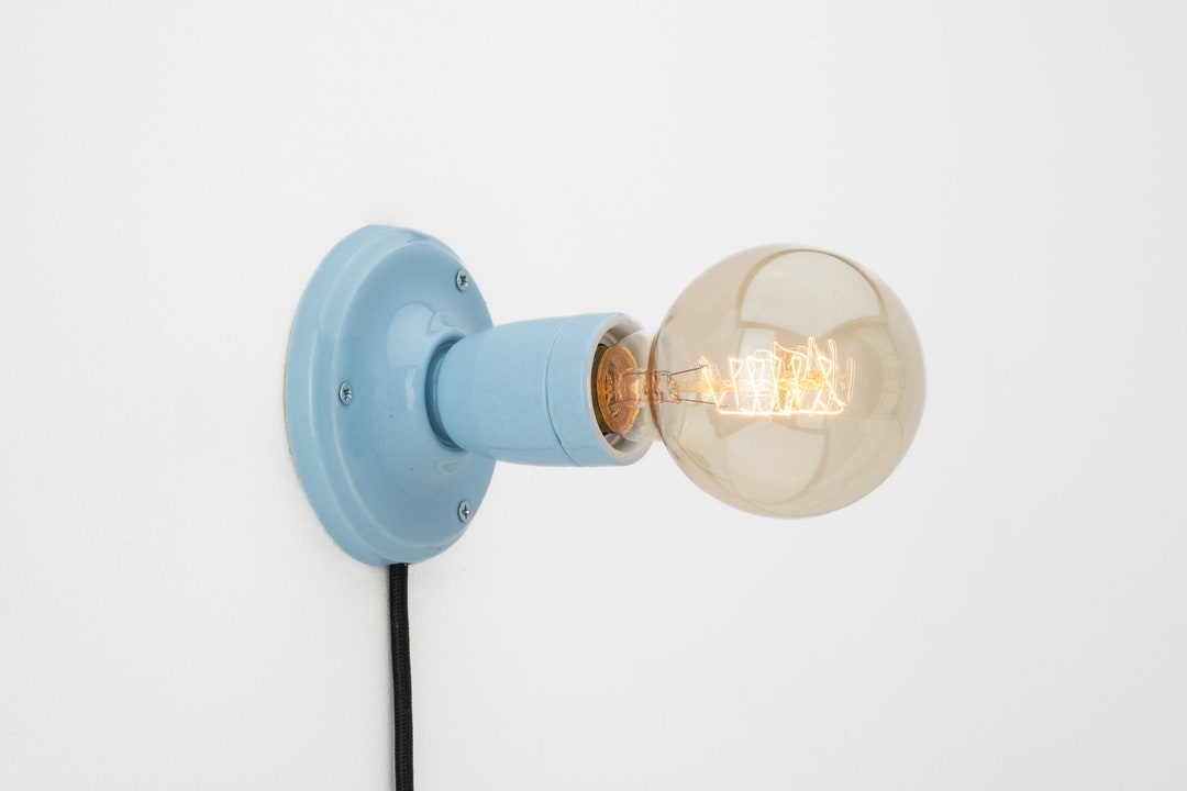 Emma Wall Sconce Blue Plug-in On/off Switch - Etsy
