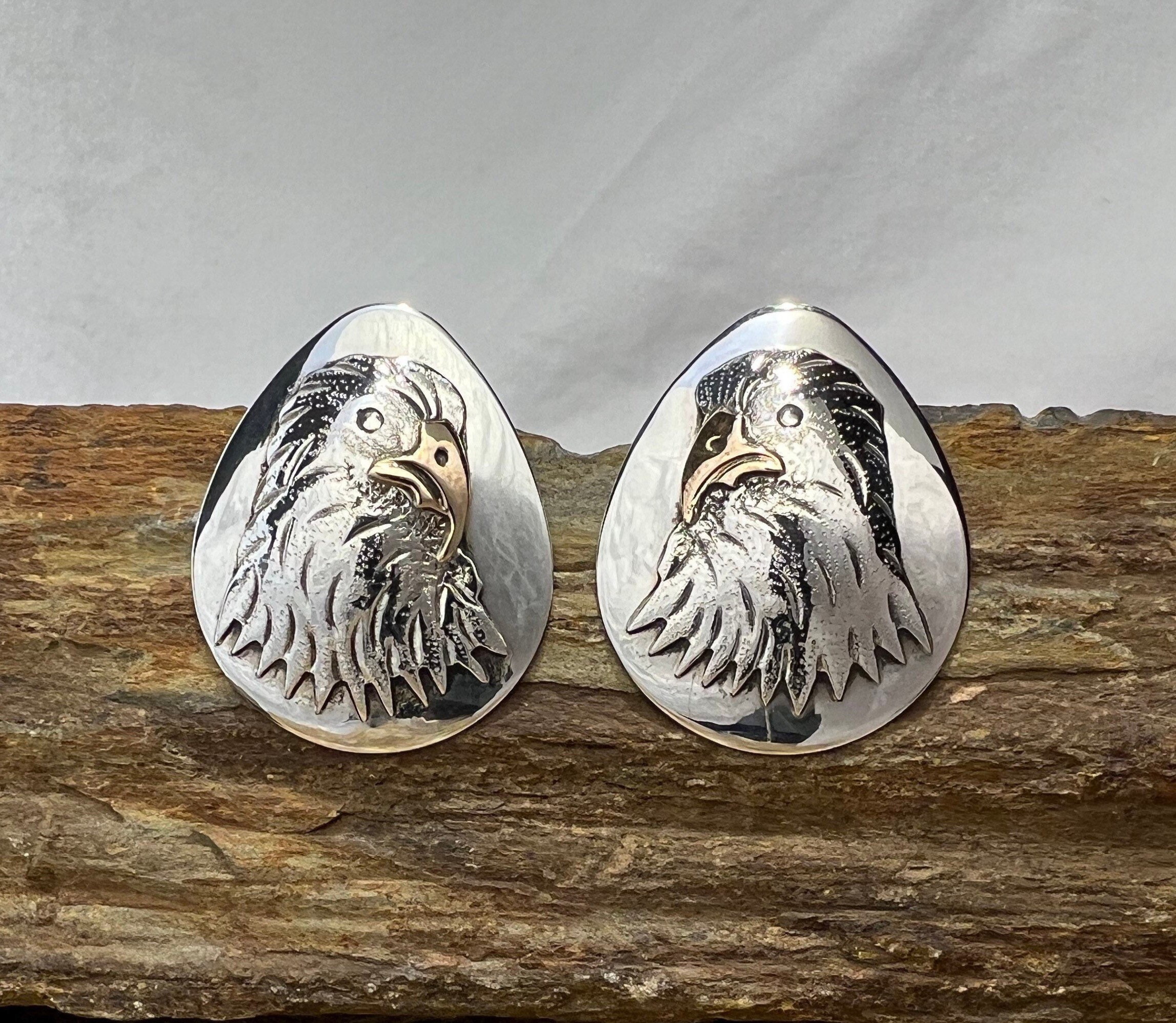 Navajo Eagle Overlay Sterling Silver and 14k Yellow Gold Fill - Etsy