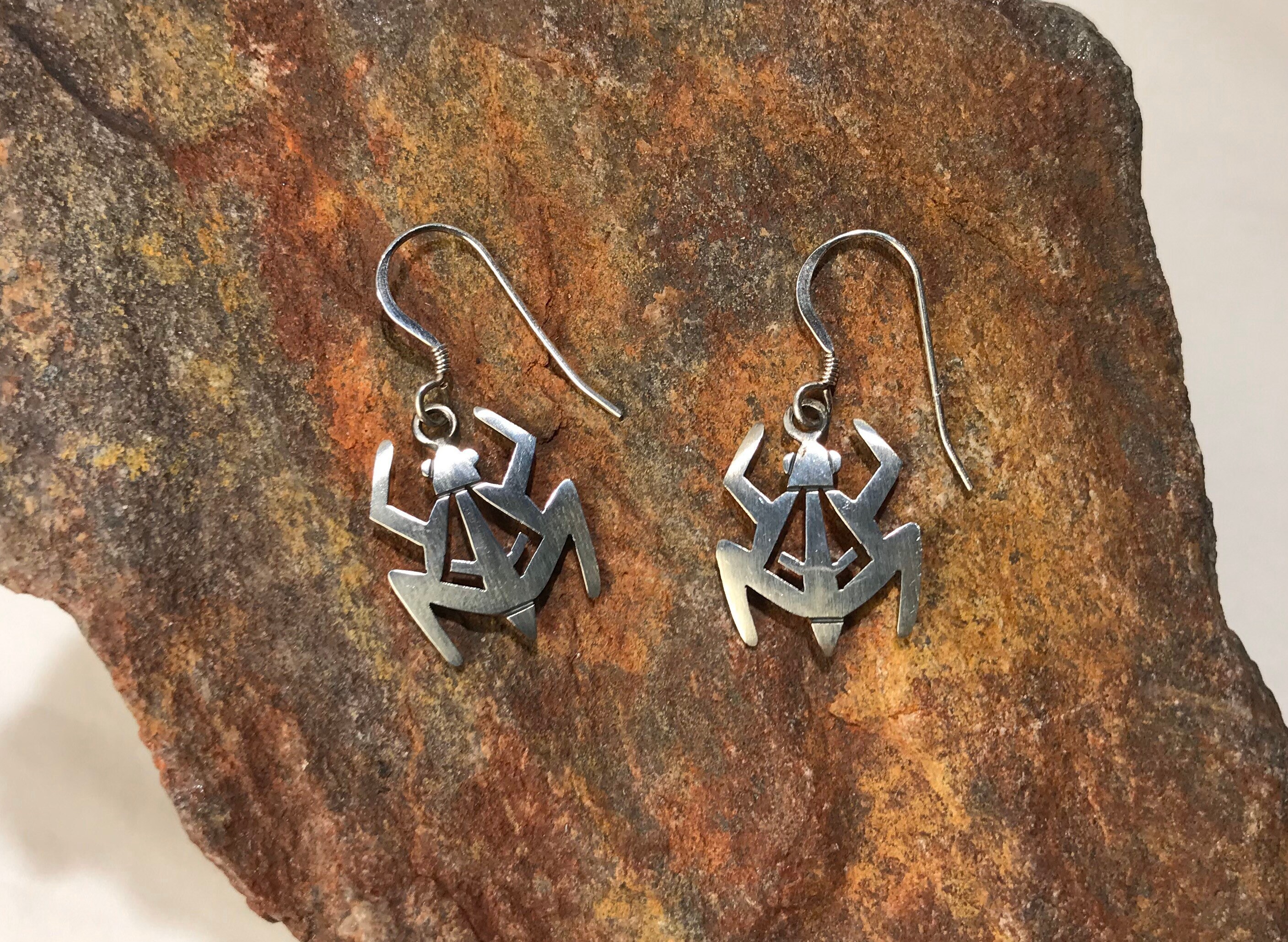 Southwest Native American Frog Design Sterling Silver Earrings | Etsy