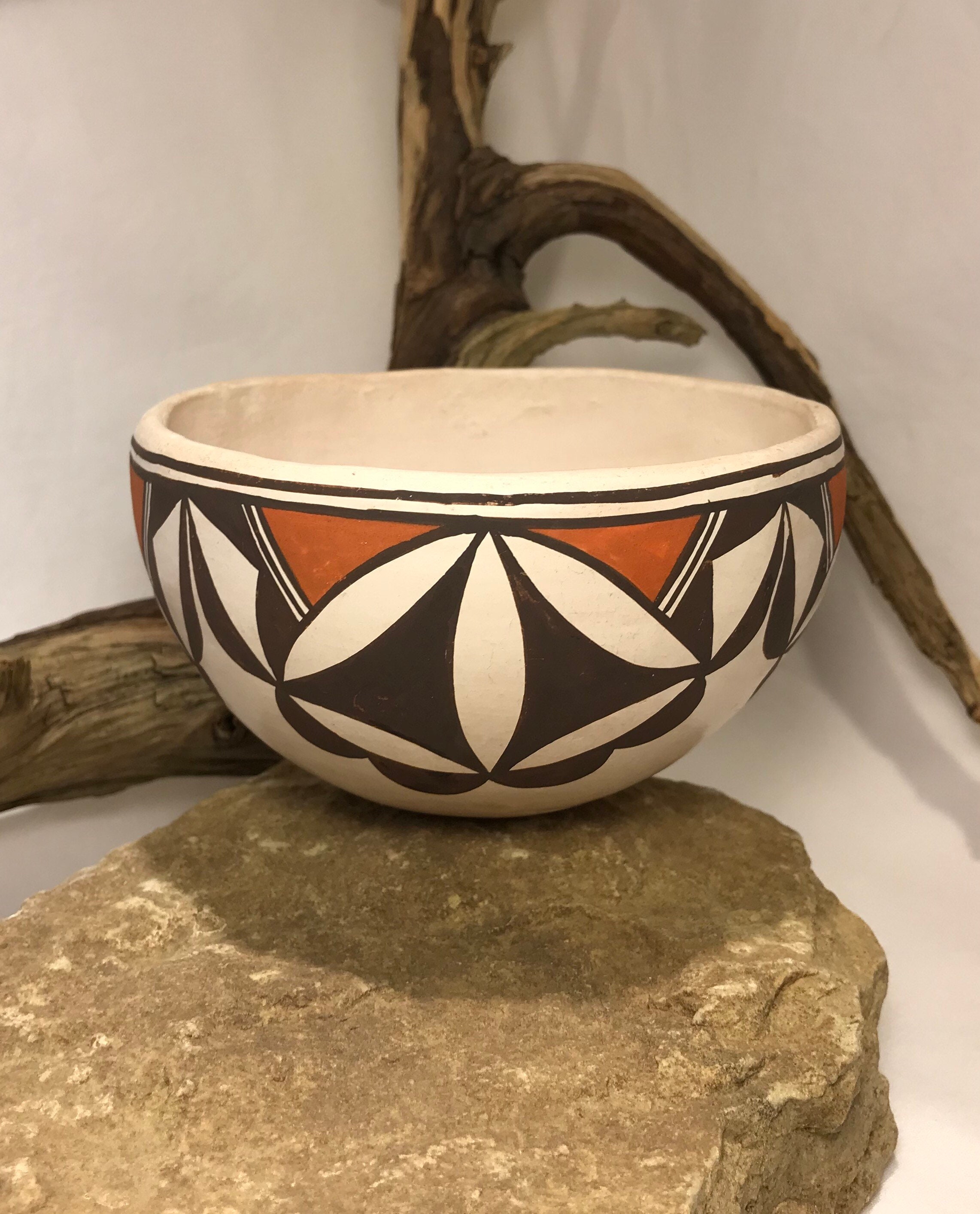 Acoma Pueblo Hand Painted Polychrome Pottery Bowl - CG. Louis - Etsy