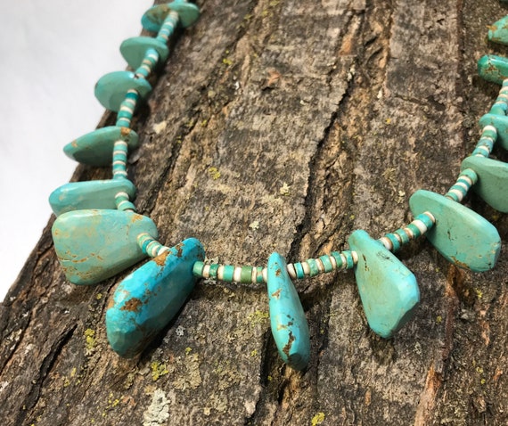Vintage Native American Graduated Turquoise Slab Bead… - Gem