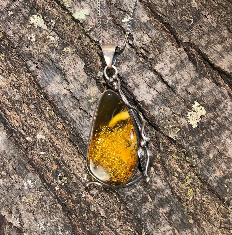 Polished Baltic Amber With Natural Inclusions Sterling Silver - Etsy