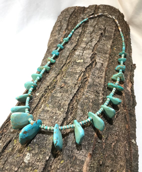 Vintage Native American Graduated Turquoise Slab Bead… - Gem