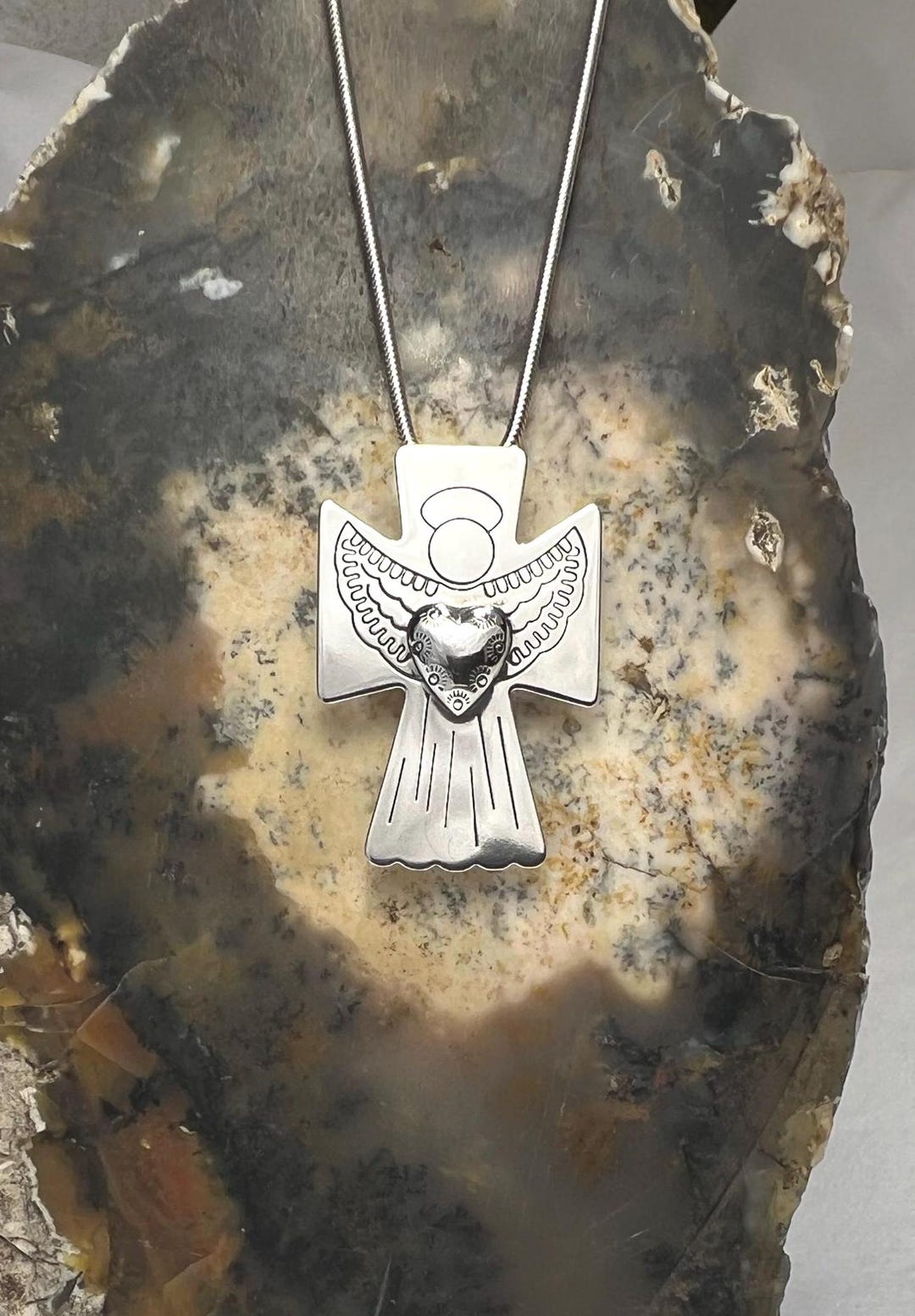 Angel Figure on Cross Sterling Silver Pendant / Brooch - Carolyn ...
