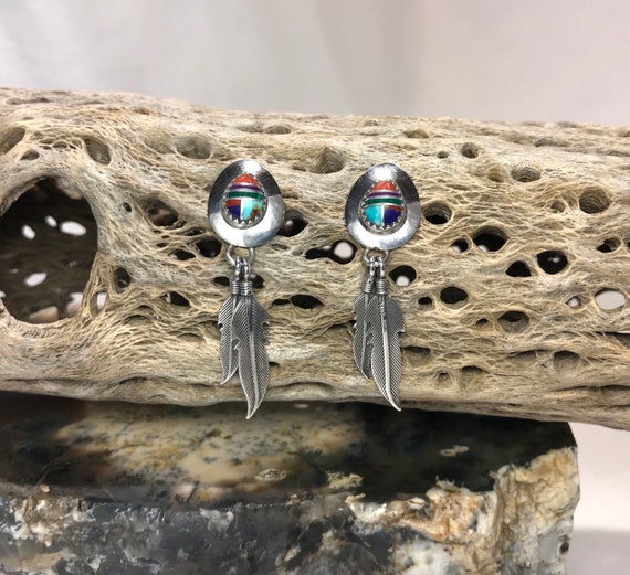 Southwest Native American Multi-Stone Inlay and Feath… - Gem