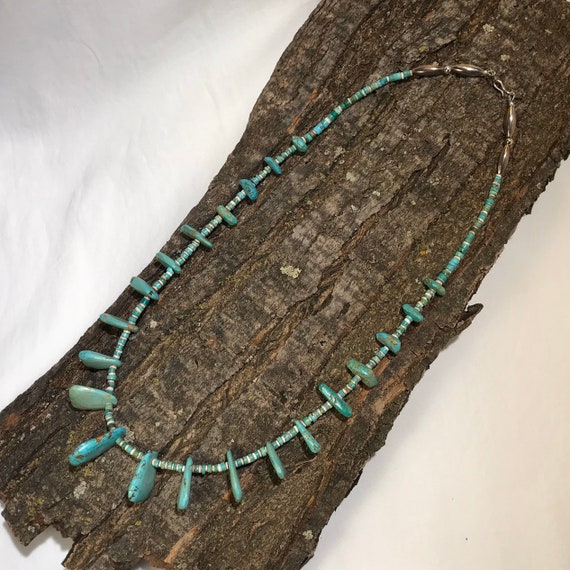 Vintage Native American Graduated Turquoise Slab Bead… - Gem
