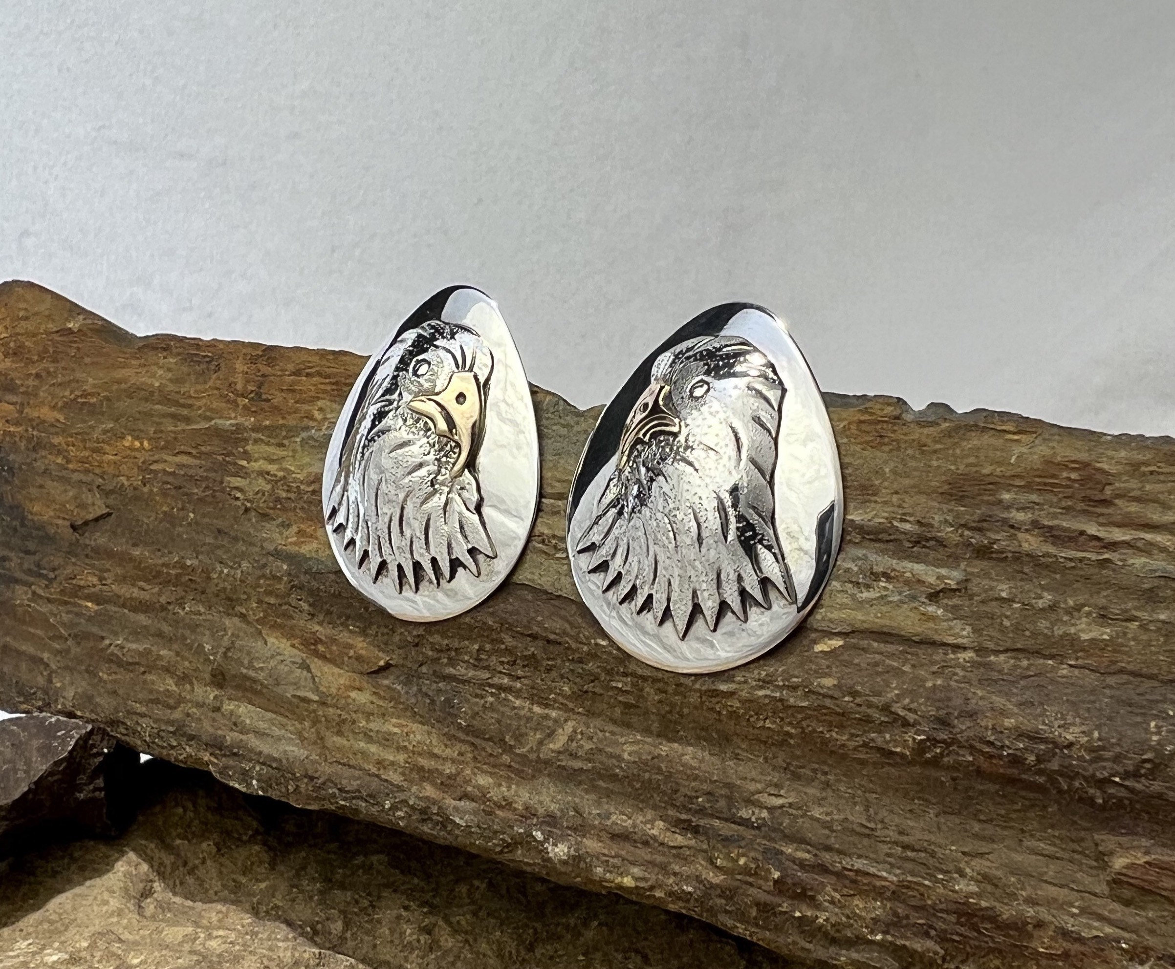 Navajo Eagle Overlay Sterling Silver and 14k Yellow Gold Fill - Etsy