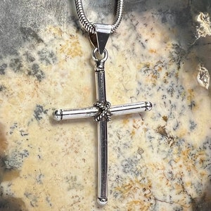 Sterling Silver Cross Pendant With Rope Design Accent - Etsy