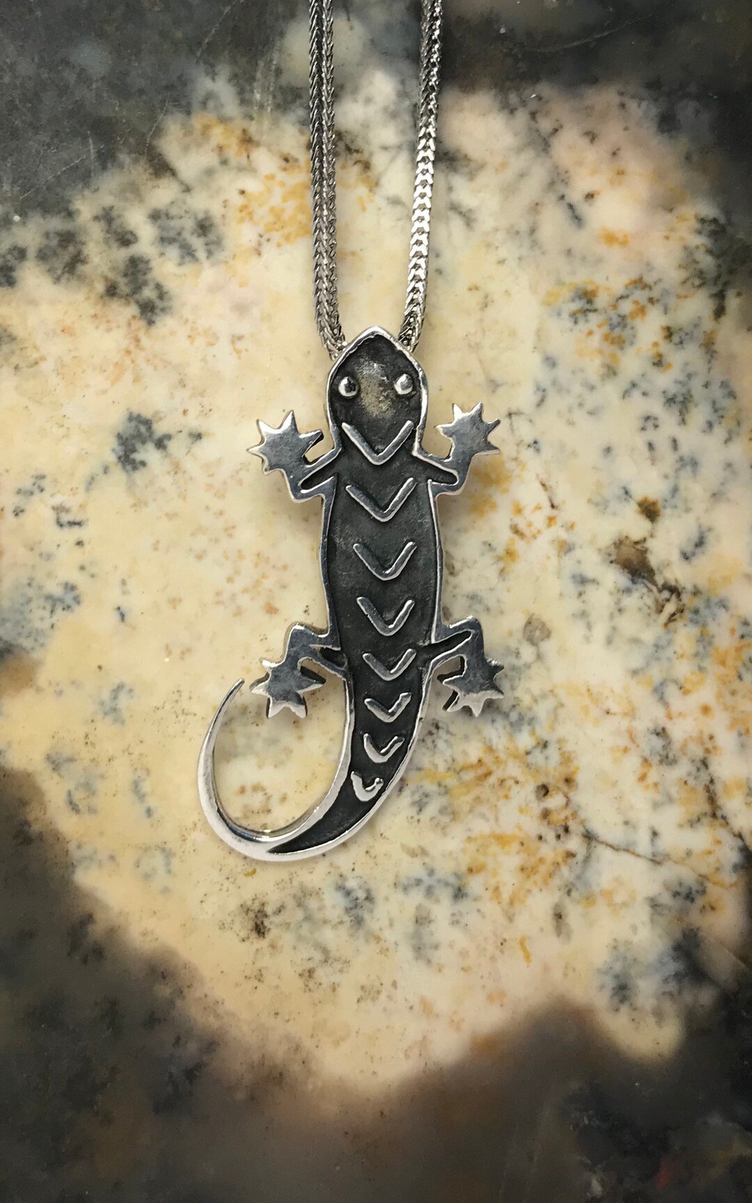 Sale!!! Sterling Silver Gecko Lizard Pendant With Oxidized Design ...