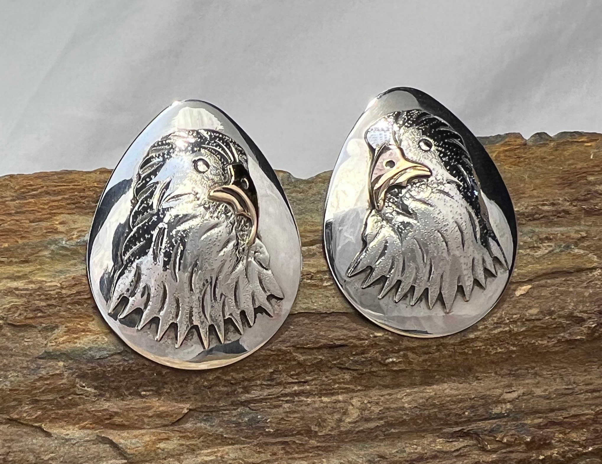 Navajo Eagle Overlay Sterling Silver and 14k Yellow Gold Fill - Etsy