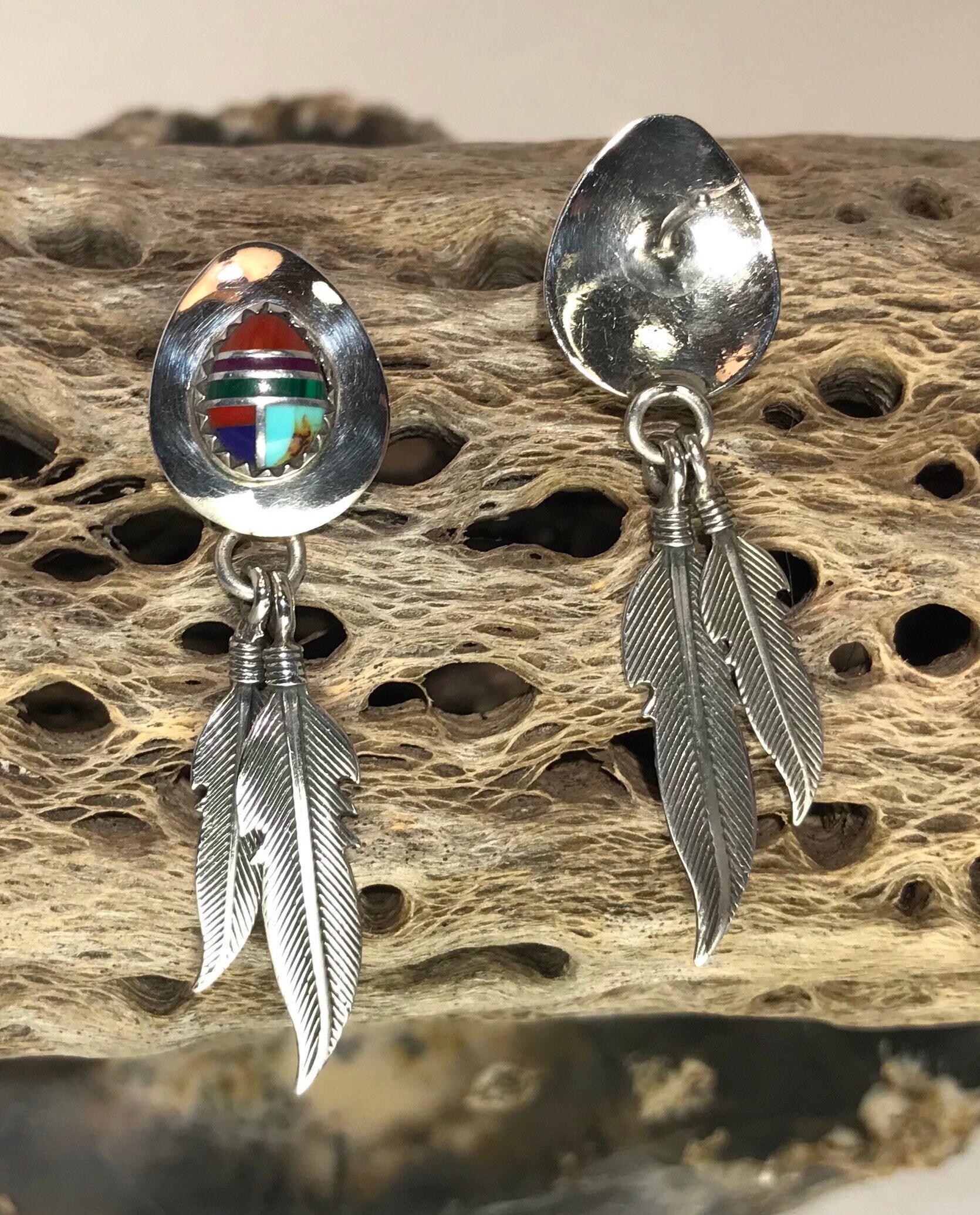 Southwest Native American Multi-stone Inlay and Feather Design - Etsy
