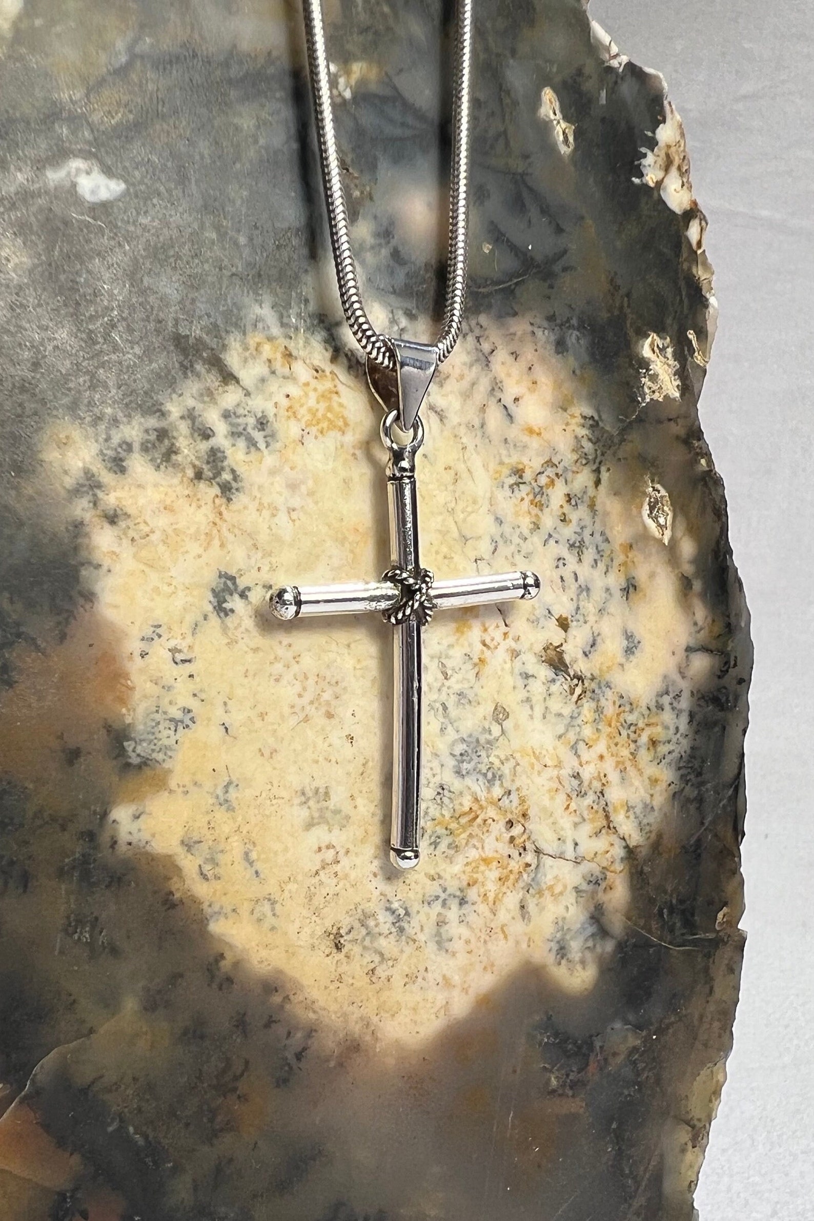 Sterling Silver Cross Pendant With Rope Design Accent - Etsy