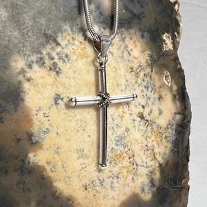 Sterling Silver Cross Pendant With Rope Design Accent - Etsy