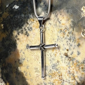 Sterling Silver Cross Pendant With Rope Design Accent - Etsy
