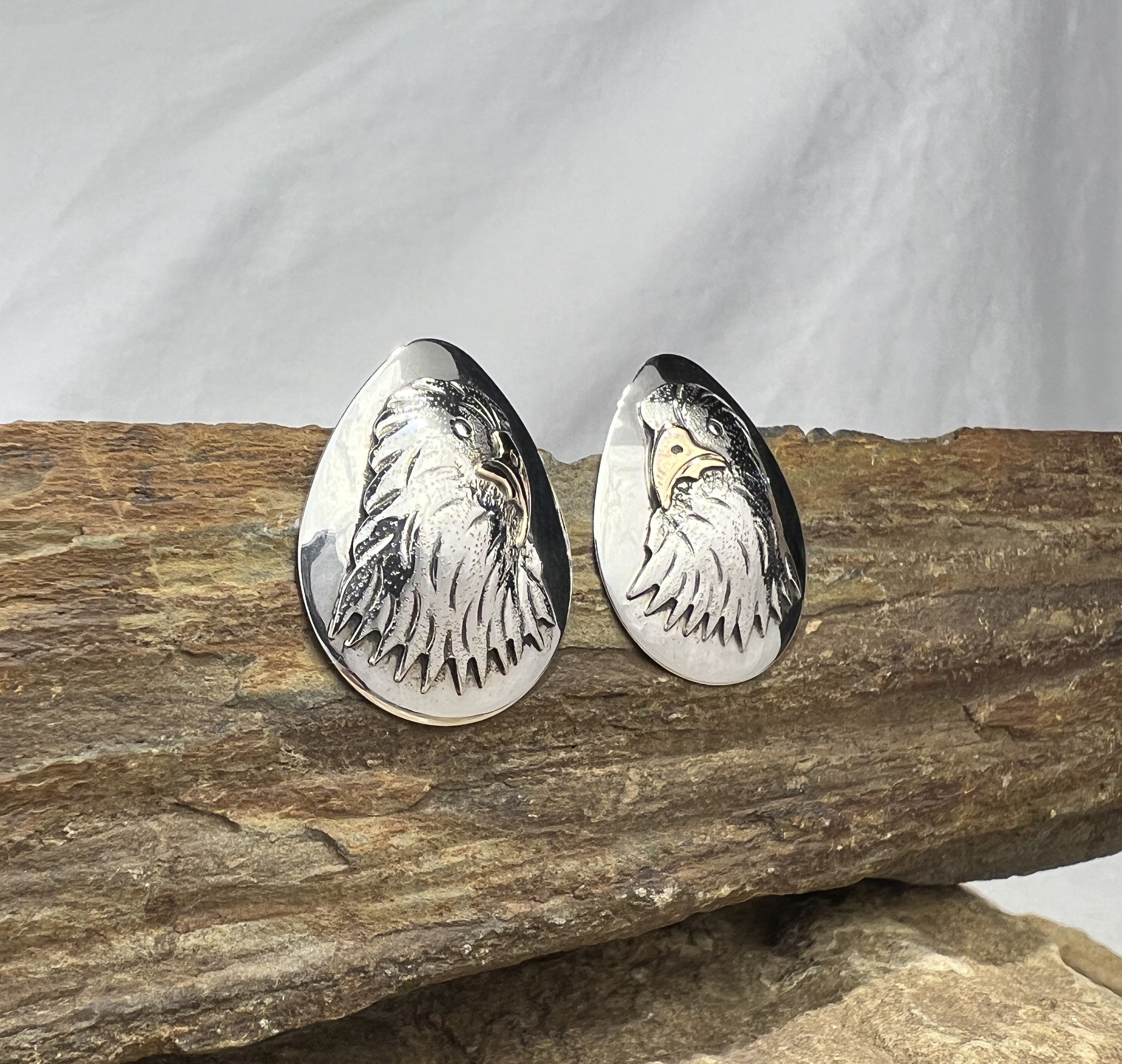 Navajo Eagle Overlay Sterling Silver and 14k Yellow Gold Fill - Etsy