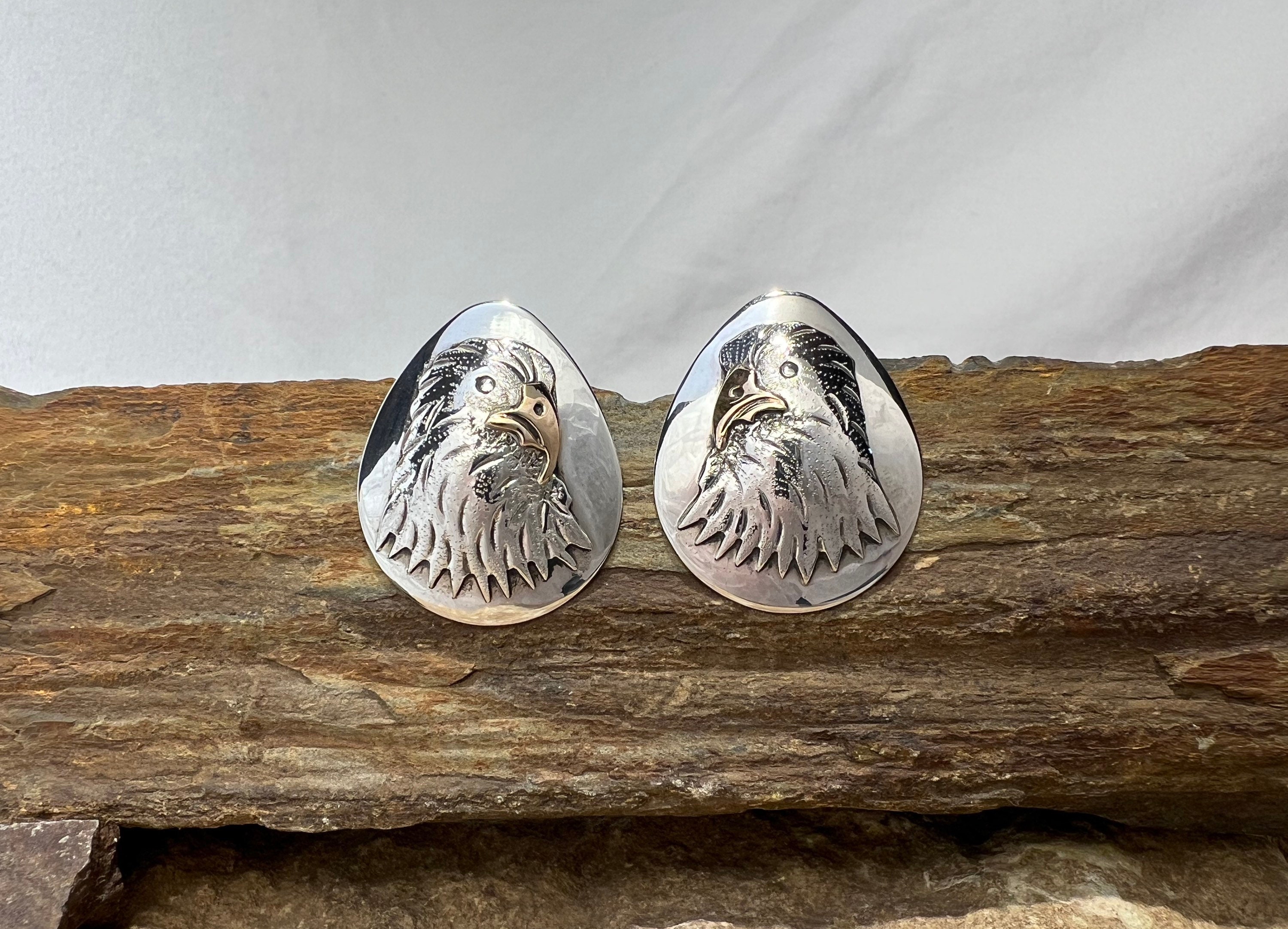 Navajo Eagle Overlay Sterling Silver and 14k Yellow Gold Fill - Etsy
