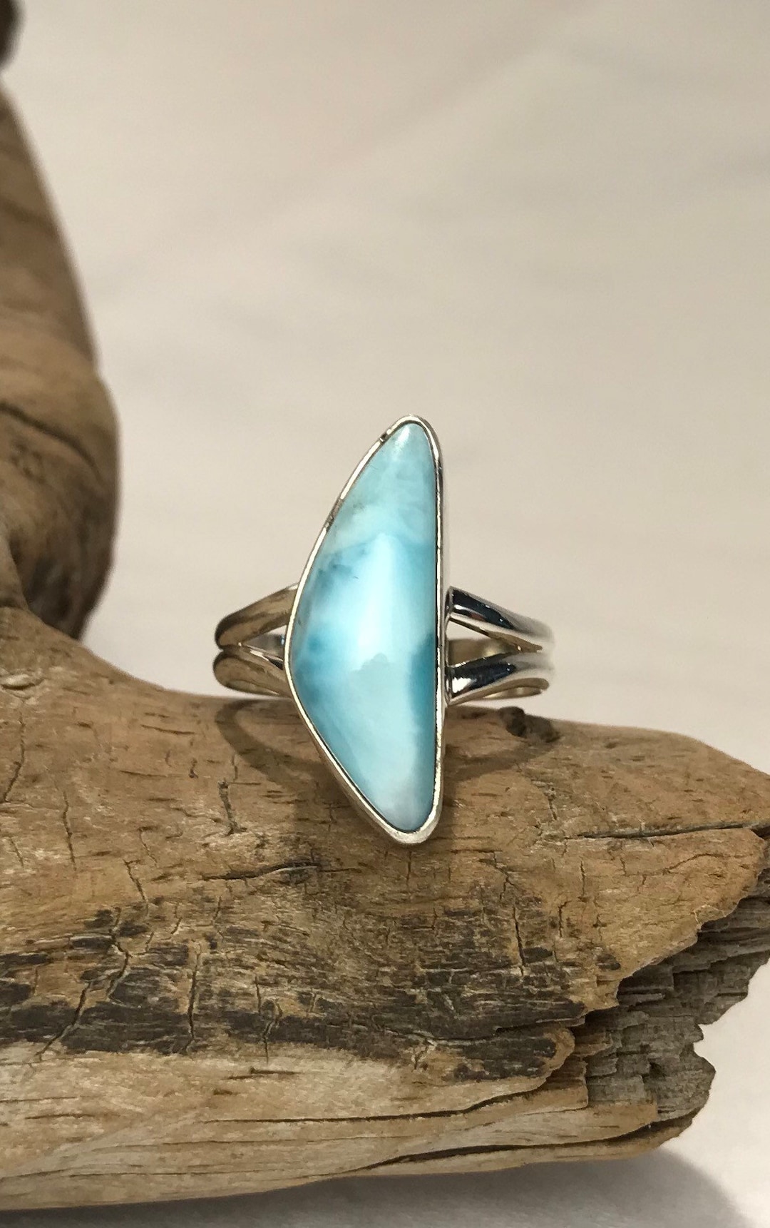 Polished Larimar Sterling Silver Split Shank Ring Size 9 1/4 - Etsy
