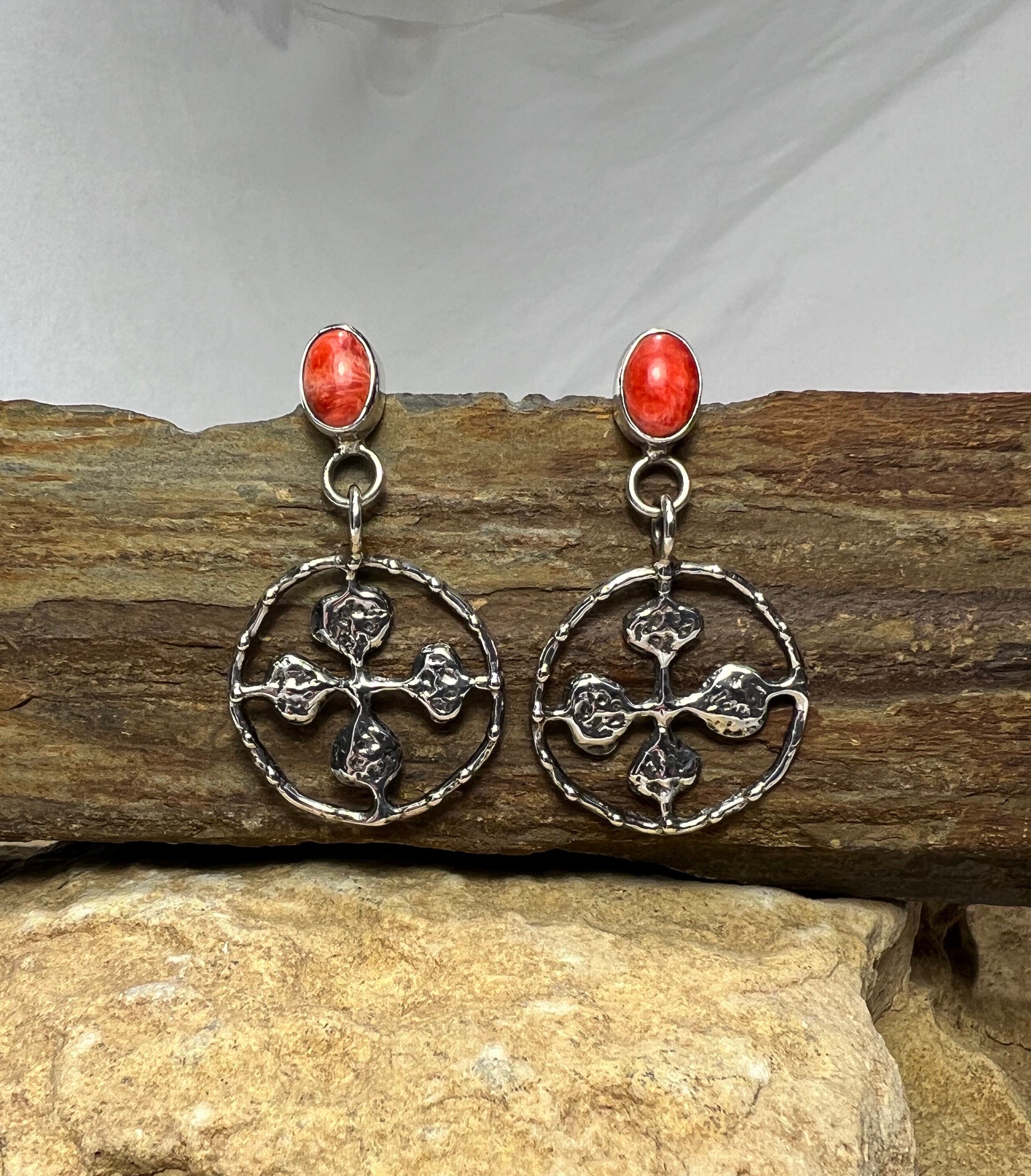 Red Spiny Oyster Shell Cast Disc Design Sterling Silver Post - Etsy