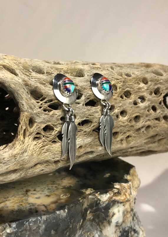 Southwest Native American Multi-Stone Inlay and Feath… - Gem