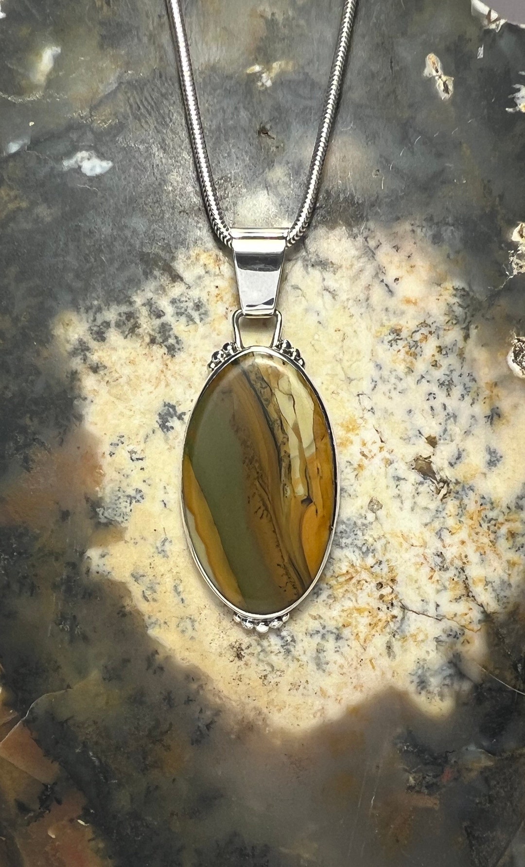 Southwest Native American Polished Morrisonite Jasper Sterling Silver ...