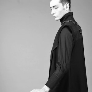 Mens Black Tudor Inspired Sleeveless Overcoat - Etsy
