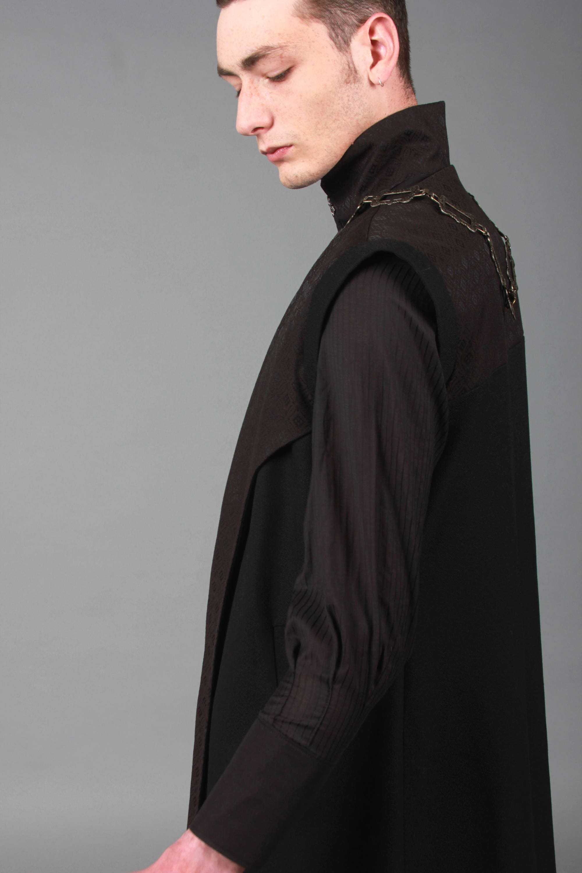 Mens Black Tudor Inspired Sleeveless Overcoat - Etsy UK
