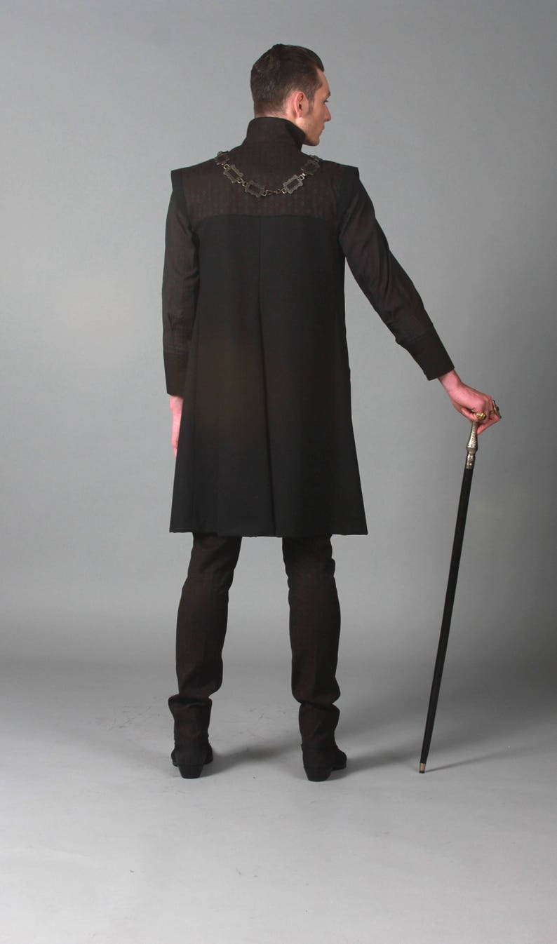 Mens Black Tudor Inspired Sleeveless Overcoat - Etsy