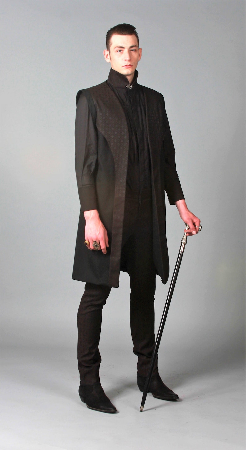 Mens Black Tudor Inspired Sleeveless Overcoat - Etsy