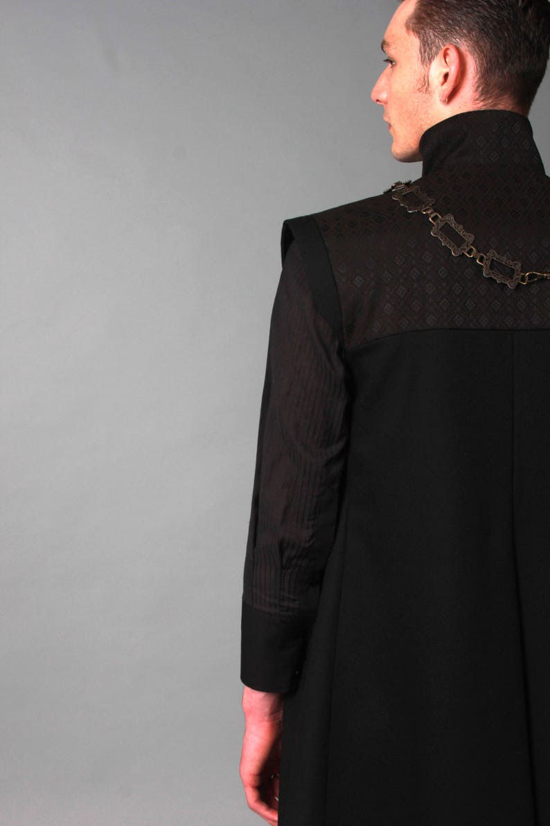 Mens Black Tudor Inspired Sleeveless Overcoat - Etsy
