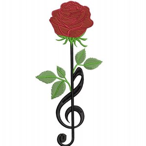Treble Clef Rose 3 Sizes Will Fit 4x4, 6x6 8x8 Hoop This is a Machine ...